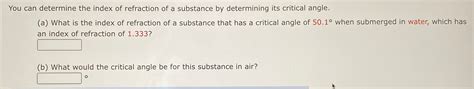 Solved You can determine the index of refraction of a | Chegg.com