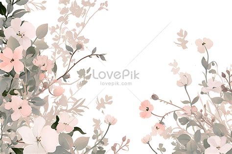 라이트 그레이와 핑크 수채화 꽃다발 일러스트 무료 다운로드 Lovepik