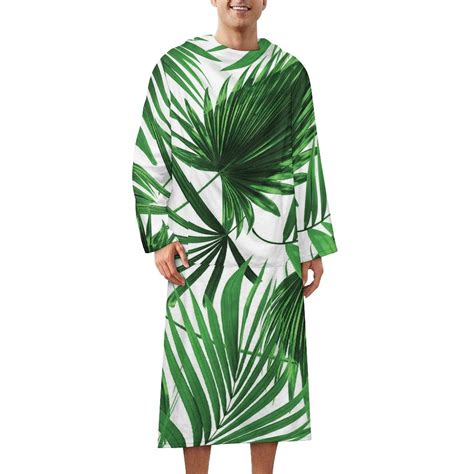 Palm Leaf Realistic Vivid Leaves Of Palm Tree Bathrobe Plush Bathrobe