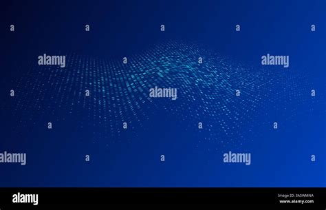 Abstract Digital Wave Pattern With Glowing Blue Dots On Dark Gradient Background Futuristic