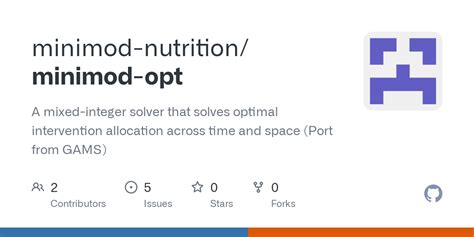 Github Minimod Nutritionminimod Opt A Mixed Integer Solver That Solves Optimal Intervention