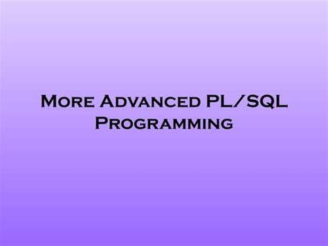 Pl Sql Ppt
