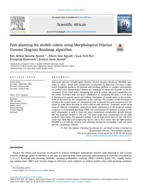 pdf path planning for mobile robots using morphological dilation