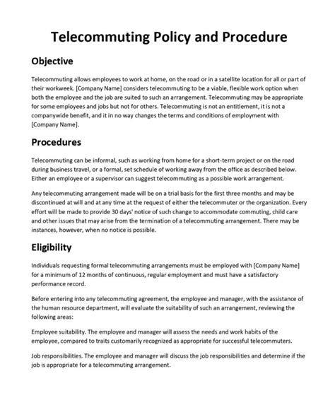 25 Free Remote Working Policy Template And Sample Pdf American Templates
