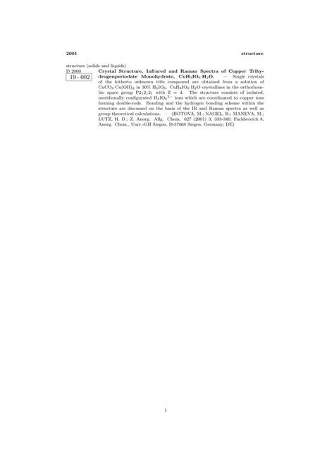 Pdf Cheminform Abstract Crystal Structure Infrared And Raman