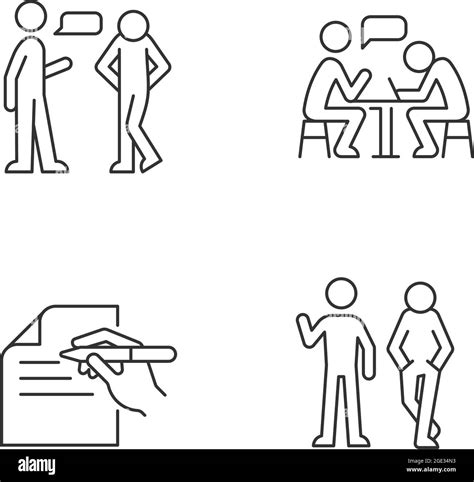 Understanding In Communication Linear Icons Set Stock Vector Image And Art Alamy