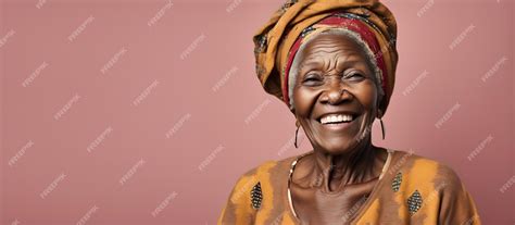 Premium Photo Smiling Elderly African Woman On Plain Background With