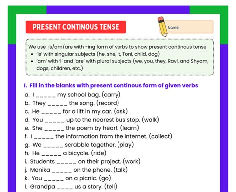 Simple Present And Present Continuous Tense Worksheet For Cl With Answers Infoupdate Org