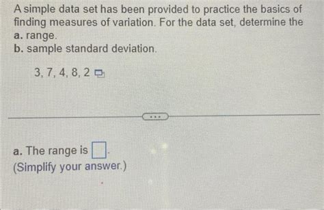 solved a simple data set has been provided to practice the