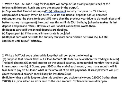Solved Write A MATLAB Code Using For Loop That Will Chegg