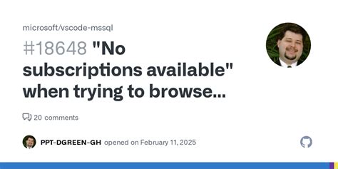 No Subscriptions Available When Trying To Browse Azure · Issue 18648