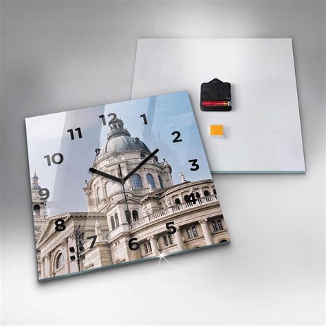 Basilica Of St Strain Glass Clock White Wall Clock City Hanging