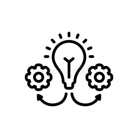 Black Line Icon For Idea Execution Idea And Mechanical Stock Vector Illustration Of