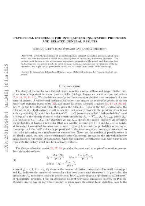 pdf statistical inference for interacting innovation processes and