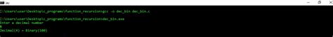 c program to convert a decimal number to a binary number using