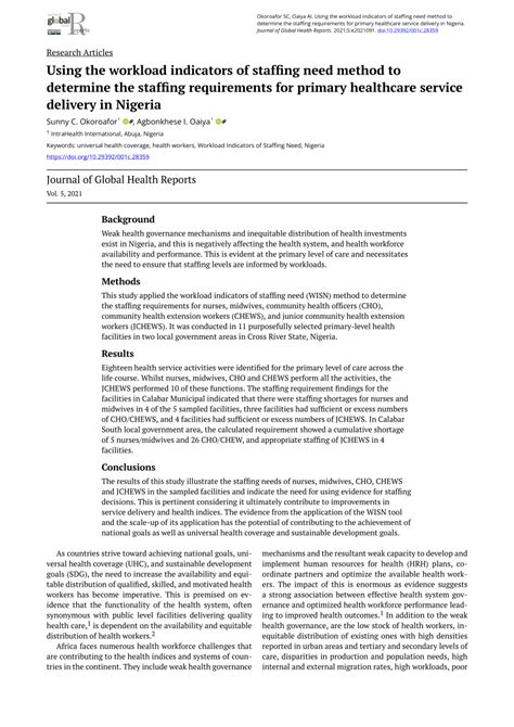 Pdf Using The Workload Indicators Of Staffing Need Method To