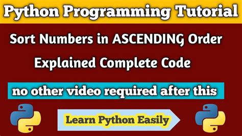 Python Code For Sorting List Of Numbers In Ascending Order Sorting Code For Python Using For