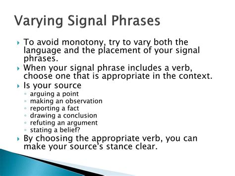 Ppt Signal Phrases What Are They Why Should I Use Them When And How