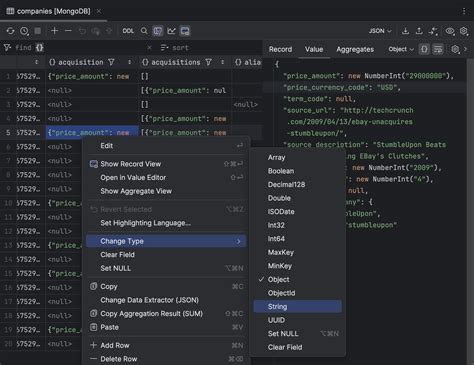 Editing Data In MongoDB DataGrip Documentation