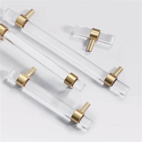 Dooroom Brass Acrylic Furniture Handles Modern Fashionable Long Pulls