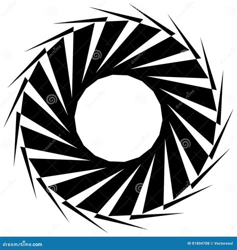 Circular Geometric Shape Abstract Monochrome Spiral Element Stock Vector Illustration Of