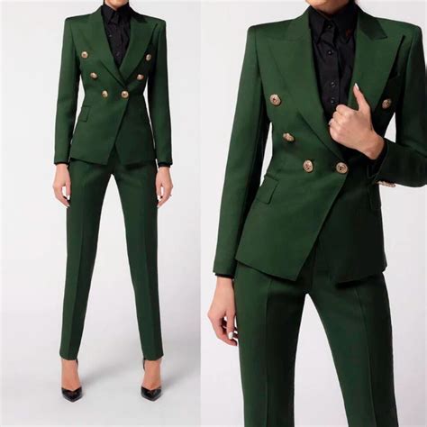 Dark Green Women Suits Formal Slim Fit Evening Party Jacket Wedding