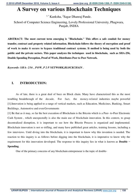 pdf a survey on various blockchain techniques