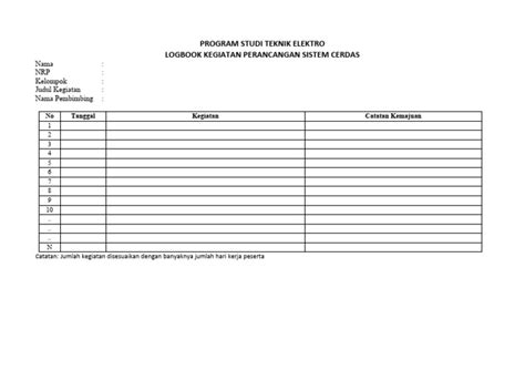 Template Logbook Pdf