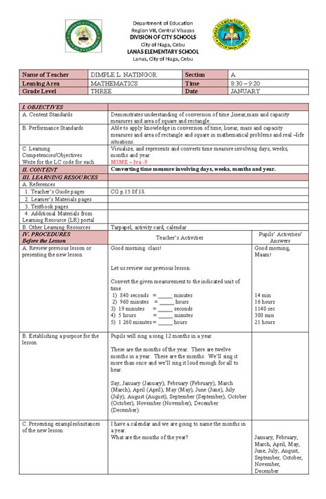 Cot Dlp Math 3 Dlp Department Of Education Region Vii Central Visayas Division Of City