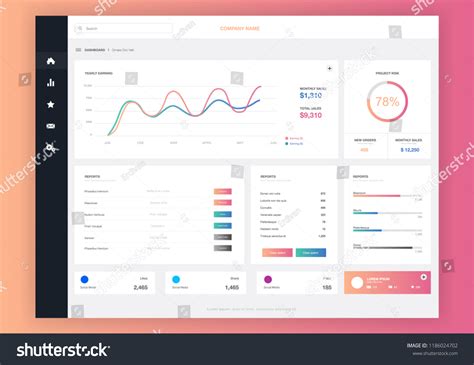 Dashboard User Admin Panel Template Design Stock Vector Royalty Free 1186024702