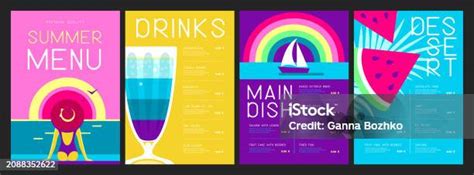 칵테일 수박 무지개 모자를 쓴 여자가 있는 복고풍 여름 레스토랑 메뉴 디자인 벡터 일러스트 레이 션 계절에 대한 스톡 벡터 아트 및 기타 이미지 Istock