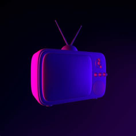 네온 빈티지 Tv 아이콘입니다 3d 렌더링 Ui Ux 인터페이스 요소입니다 어두운 빛나는 기호 프리미엄 사진