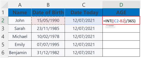 How To Calculate Age In Microsoft Excel For The Entire Column SpreadCheaters