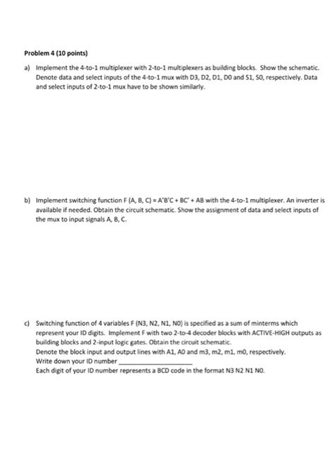 Solved Problem 4 10 Points A Implement The 4 To 1