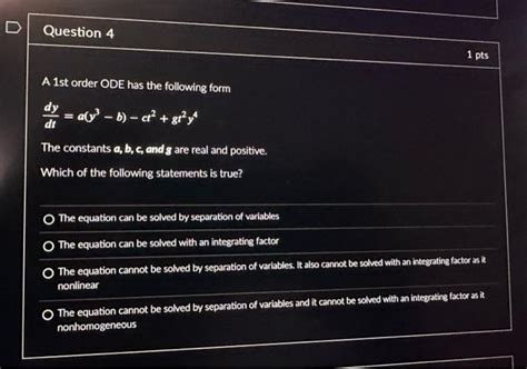 Solved A 1st order ODE has the following form dtdy=at2−by3 | Chegg.com