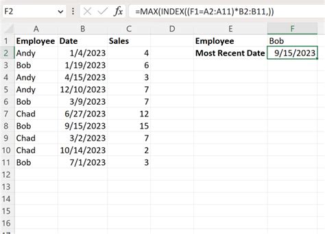 how to find most recent date in excel with examples