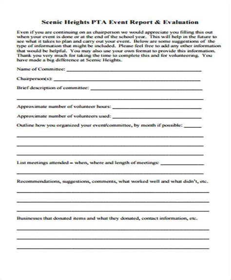 Post Event Evaluation Report Template 2 Templates Example