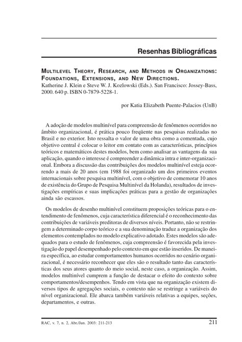 Pdf Multilevel Theory Research And Methods In Organizations Foundations Extensions And