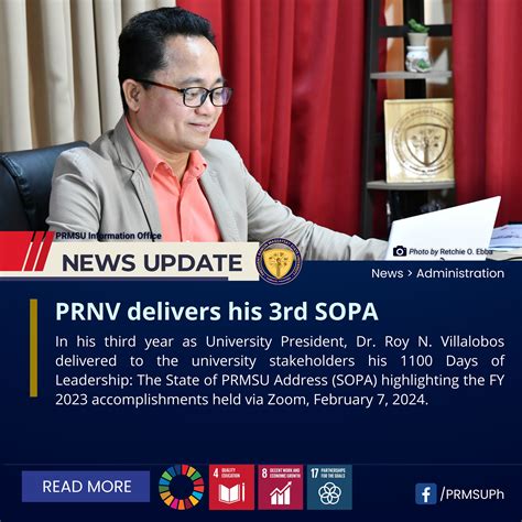 President 𝐍𝐄𝐖𝐒 𝐏𝐑𝐍𝐕 𝐝𝐞𝐥𝐢𝐯𝐞𝐫𝐬 𝐡𝐢𝐬 𝟑𝐫𝐝 𝐒𝐎𝐏𝐀 In His Third Year As University President Dr Roy