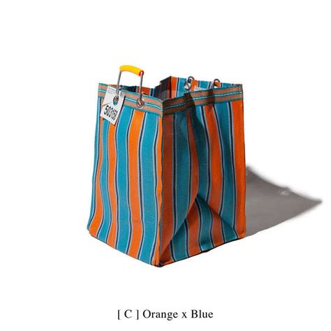 Recycled Plastic Tote Bag Orange Blue Stripe Bag Home And Loft