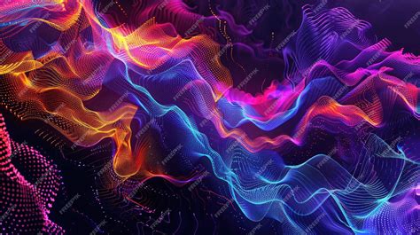 premium photo abstract digital waveforms in neon colors on a dark background evoking a