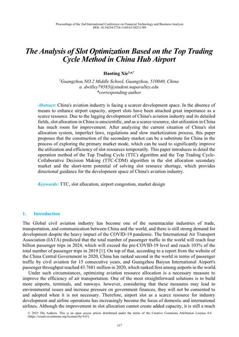 Pdf The Analysis Of Slot Optimization Based On The Top Trading Cycle