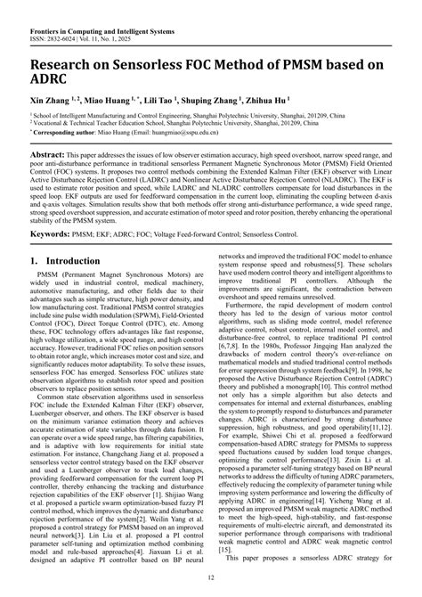 Pdf Research On Sensorless Foc Method Of Pmsm Based On Adrc
