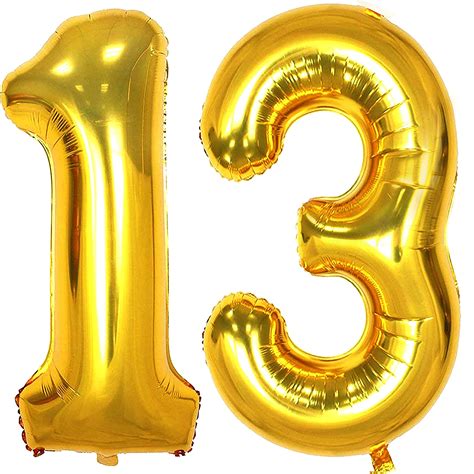 13 Number Balloons Gold Big Giant Jumbo Number 13 Foil Mylar Balloons