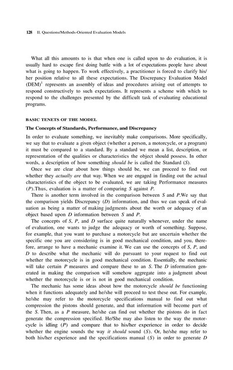 The Discrepancy Evaluation Model Pdf