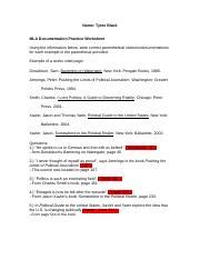 MLA Documentation Practice Worksheet Docx Name Tyree Black MLA Documentation Practice