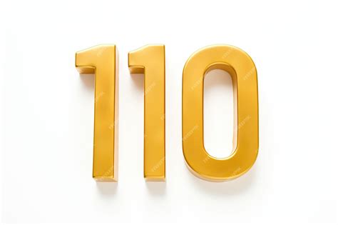 Premium Photo Gold Number 110 On White Background