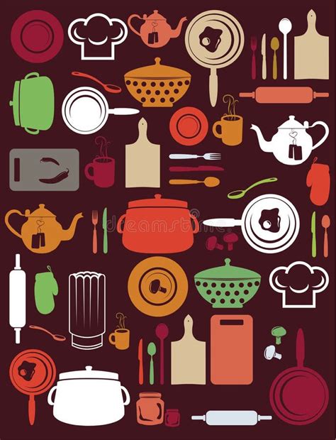 Cute Kitchen Pattern Stock Vector Illustration Of Abstract 29984968