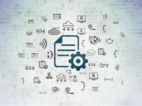 Software Concept Gear On Digital Data Paper Background Stock