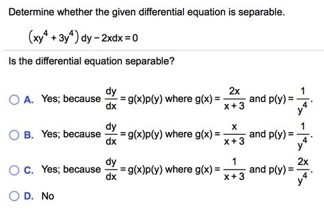 Solved Determine Whether The Given Differential Equation Is Chegg Com